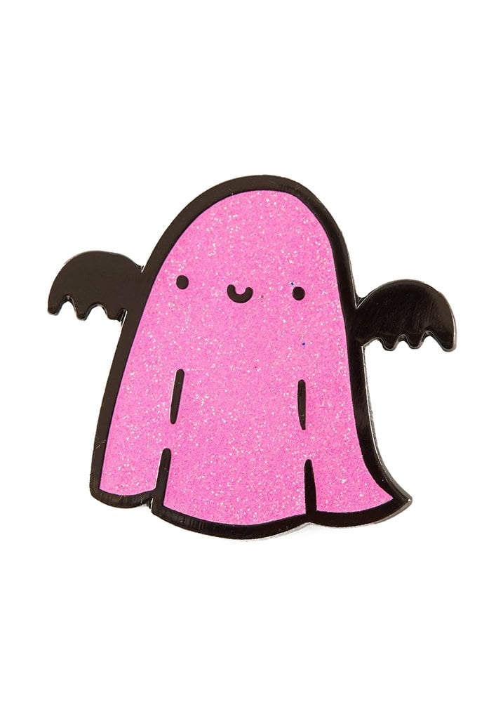 Punky Pins Pink Sparkle Ghost Enamel Pin Attitude Clothing